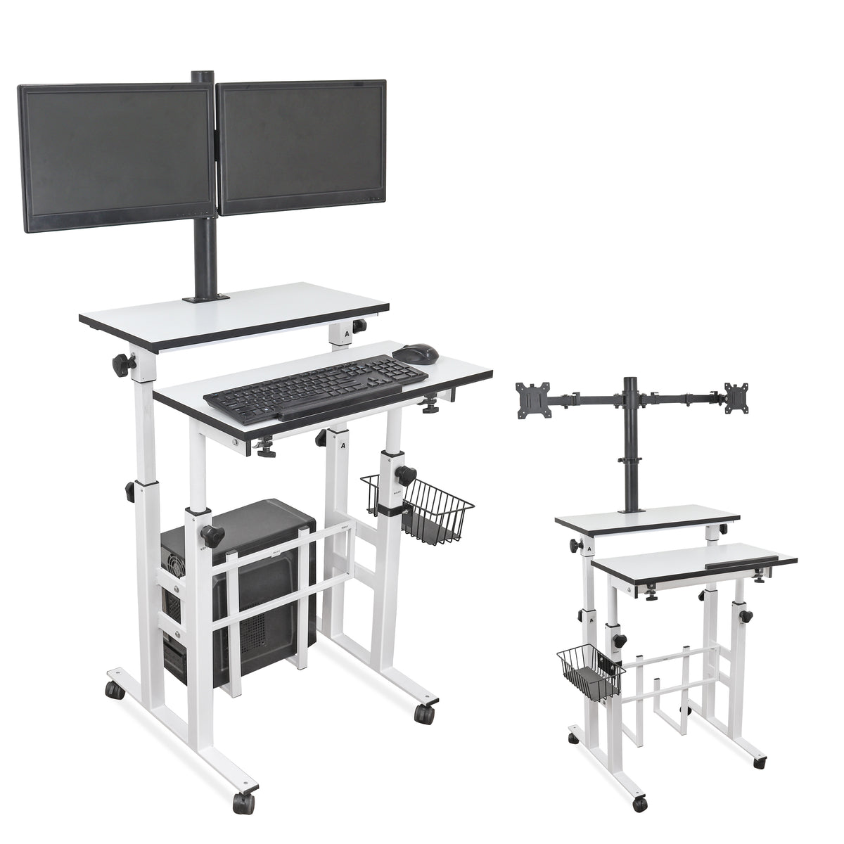 Isomars Desktop Table with dual Monitor Mount - Adjustable Height & An