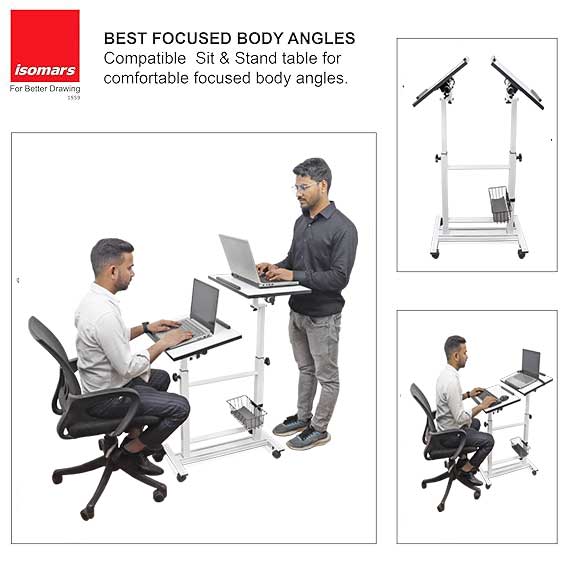 Isomars Sit &Stand 360° 2 Platforms Laptop & Projector User Table Mult