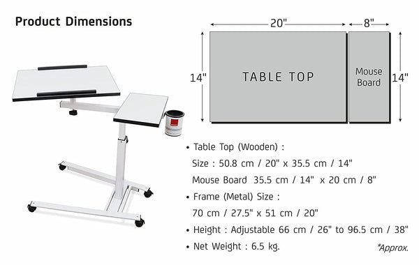 Isomars Metal 360° Rotatable Table Laptop Table Study Desk, Caster Loc