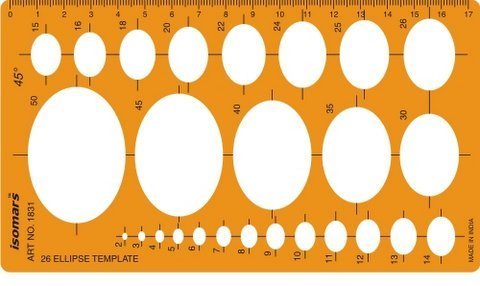 Metric 45 Degrees Ellipse Drawing Template - Isomars