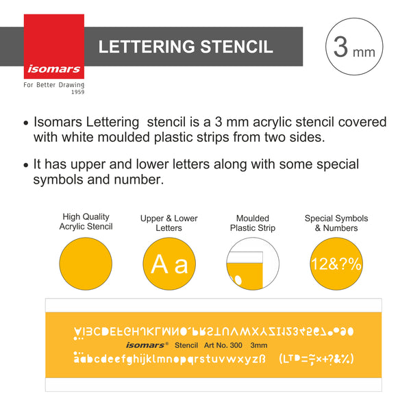 Lettering Guide Drawing Template 3mm - Isomars