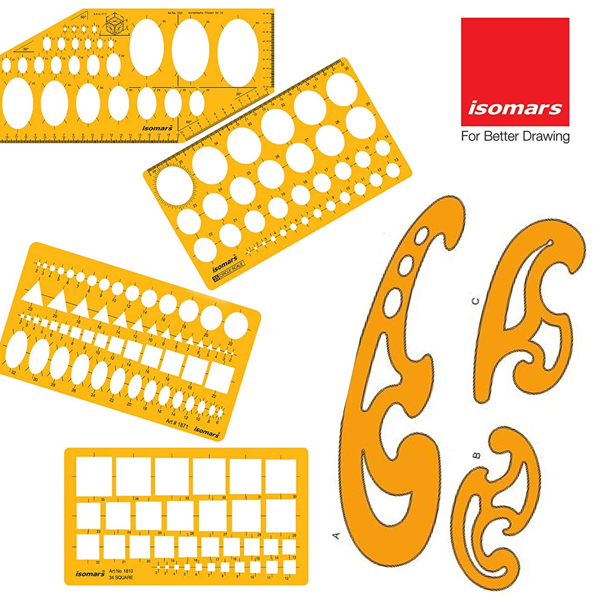 Technical Drawing Templates (Set of 4) - with French Curves – Isomars